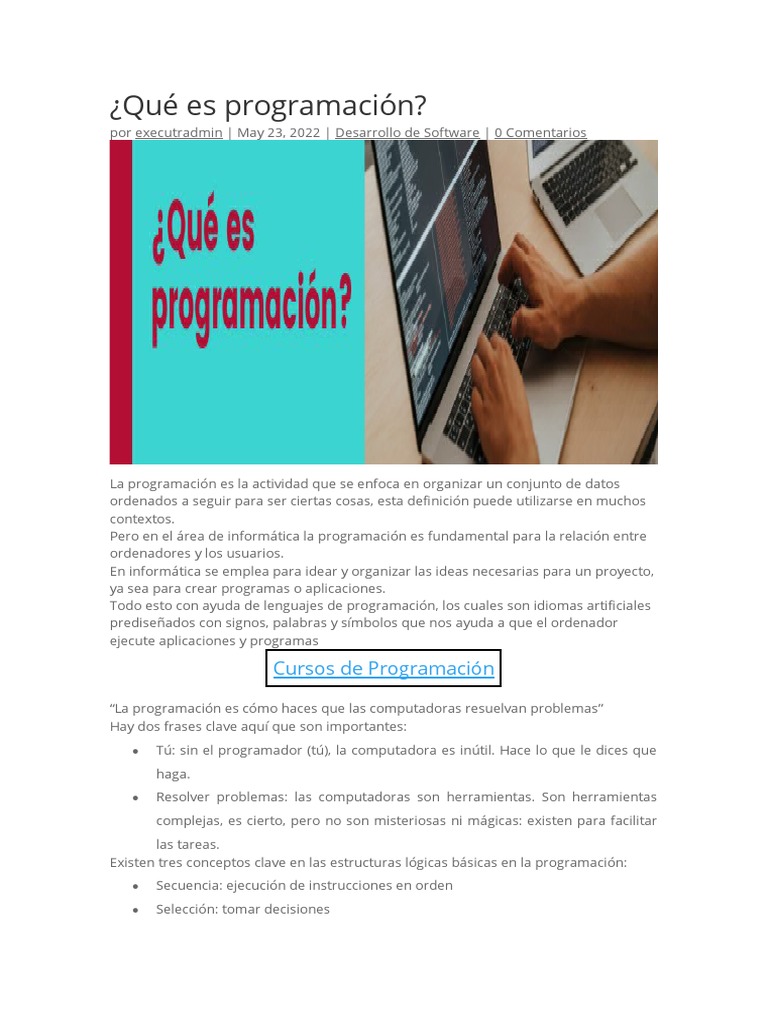 Introducción a la Programación en Informática | PDF