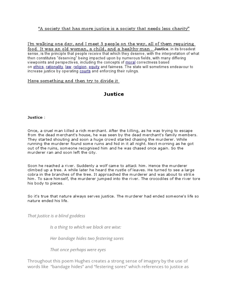 A Society That Has More Justice Is A Society That Needs Less Charity ...