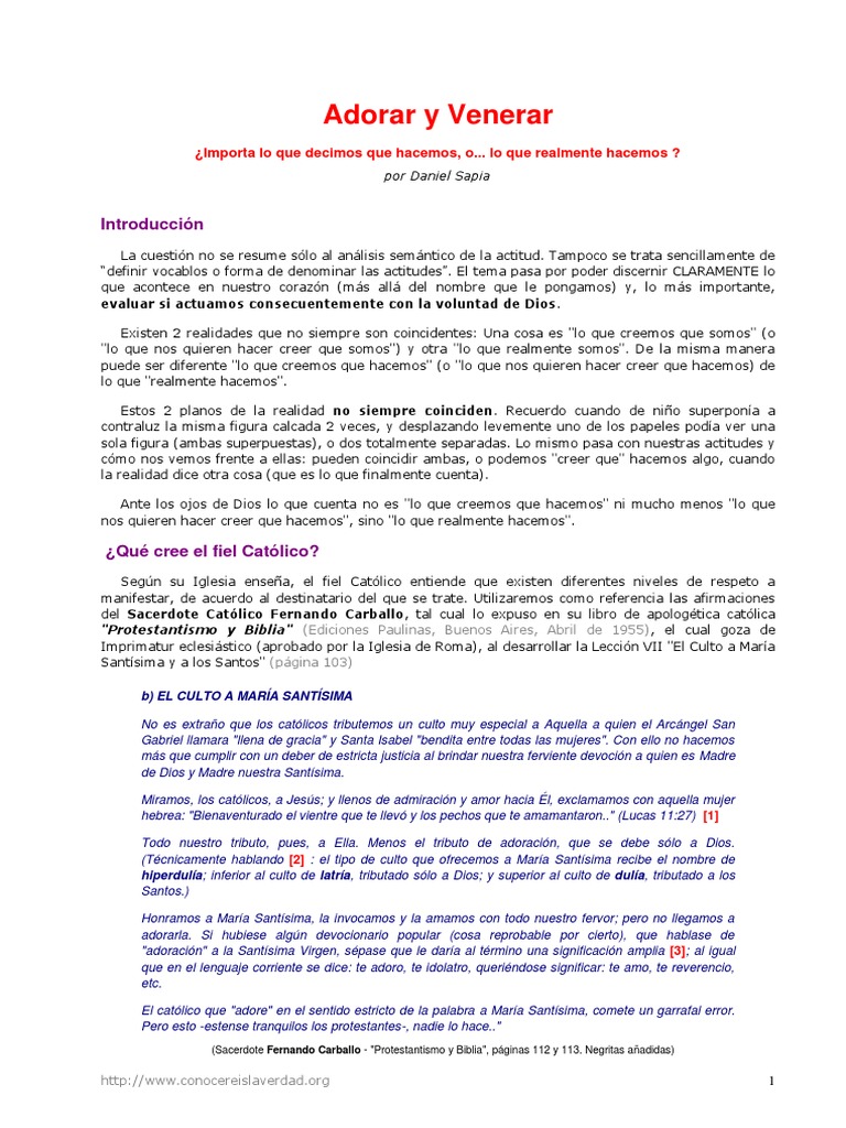 Adorar y Venerar - D Sapia | PDF | María, madre de Jesús | Intercesión