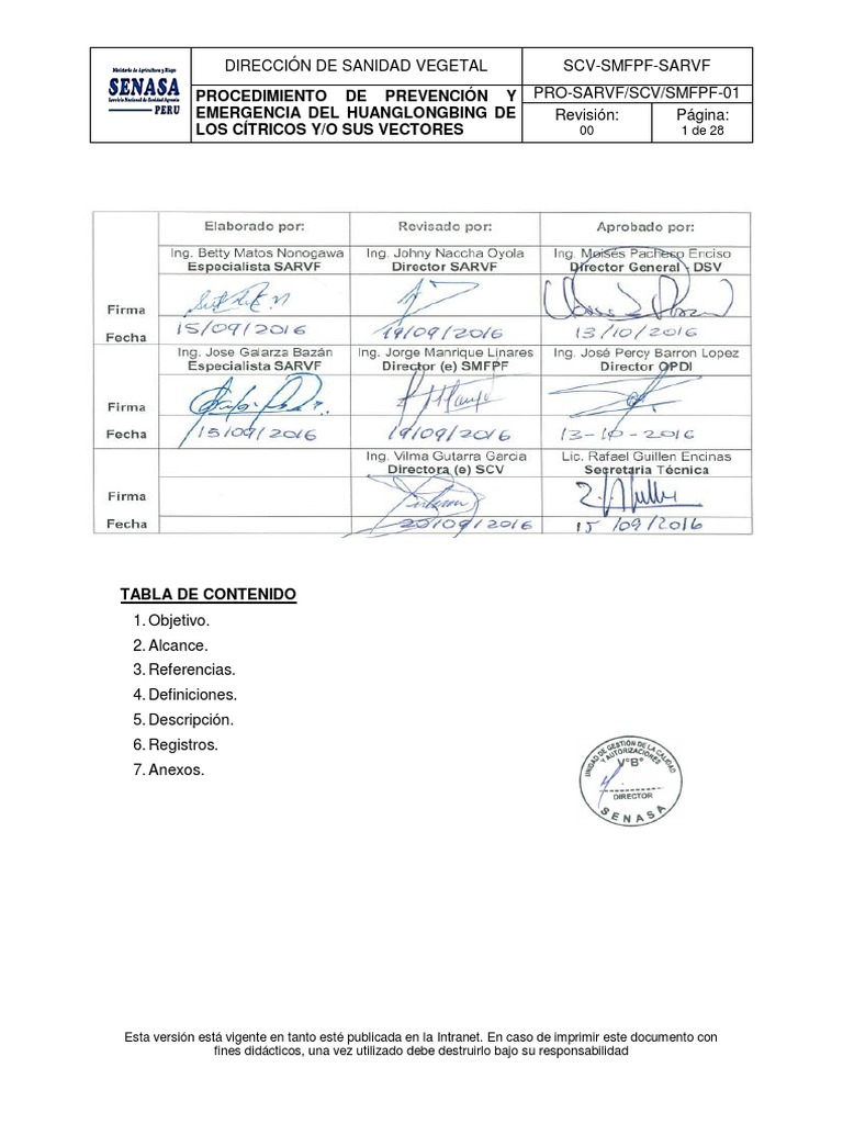 PRO SARVF SCV SMFPF 01 Prev. y Emer. | PDF | Laboratorios | Insecticida