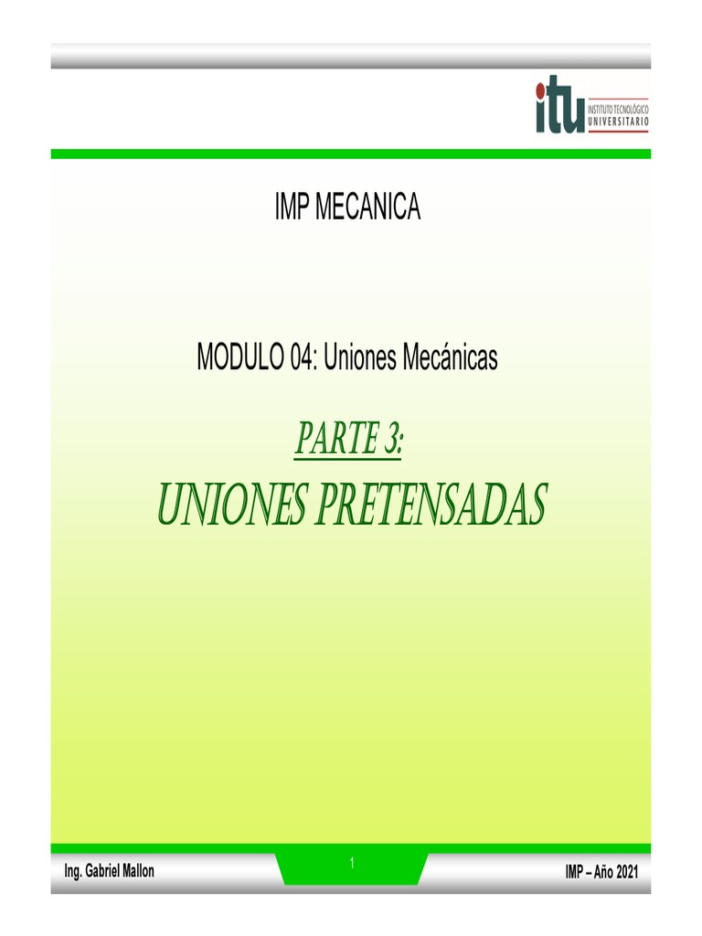 Uniones Pretensadas | PDF | Tornillo | Rigidez