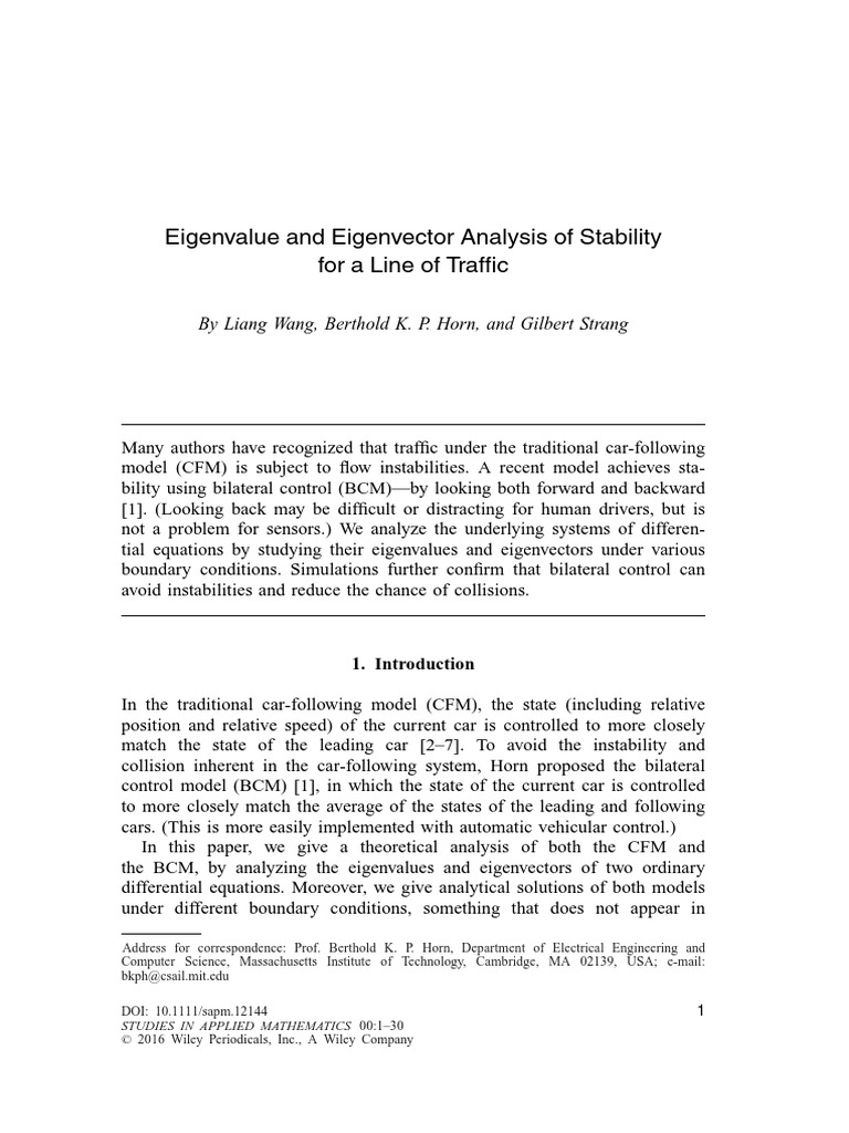Eigenvalue and Eigenvector Analysis of Stability | PDF | Eigenvalues And Eigenvectors | Matrix ...