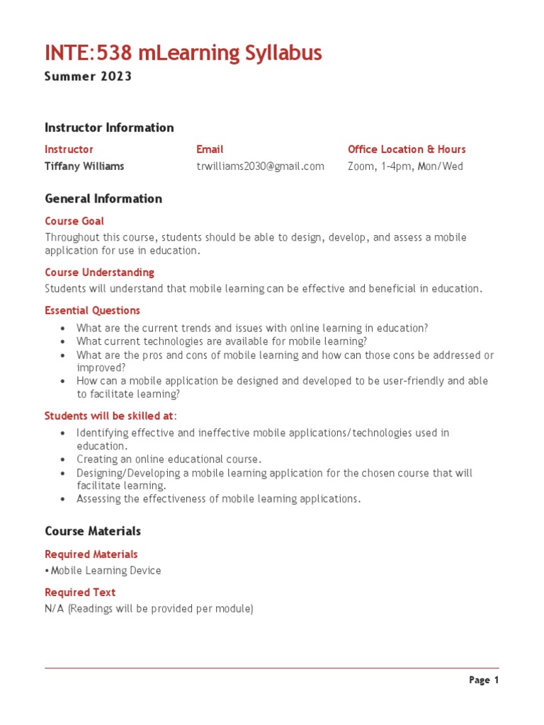 Mlearning Syllabus | PDF | Learning | Mobile App