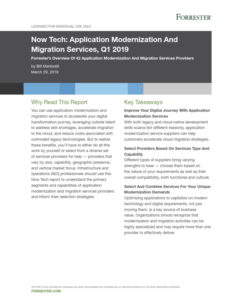 Forrester Research - Application Modernization And Migration Services ...