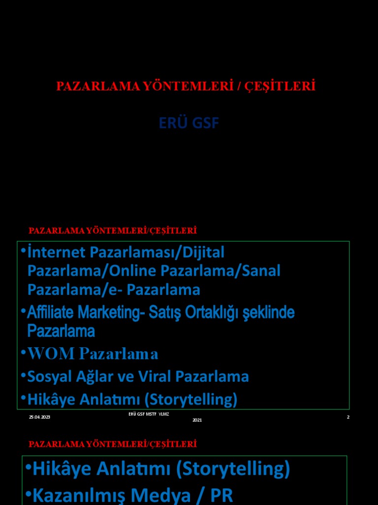 Pazarlama Yöntemleri / Çeşitleri: Erü GSF | PDF