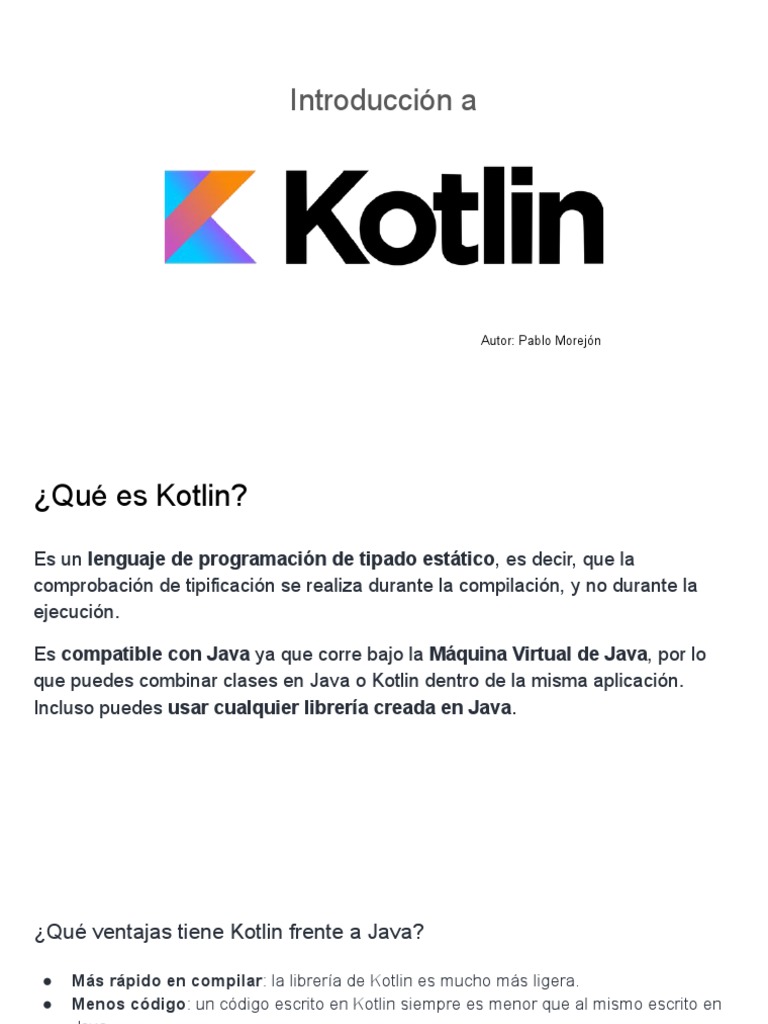 Introducción A Kotlin | PDF | Java (lenguaje de programación) | Programación de computadoras