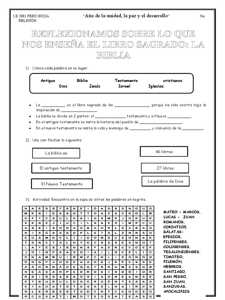 Ficha 1 La Biblia | PDF | Biblia | Juan el apóstol