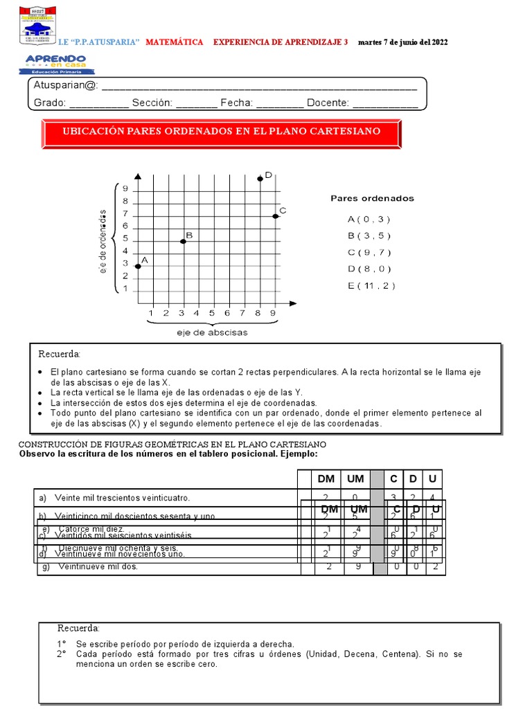 Figuras Geométricas en el Plano Cartesiano | PDF | Sistema de ...
