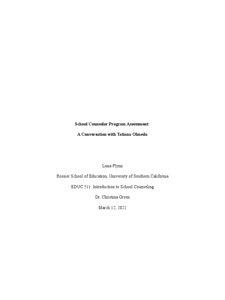 Educ 511 Flynn Luna - School Counselor Program Assessment | Download ...