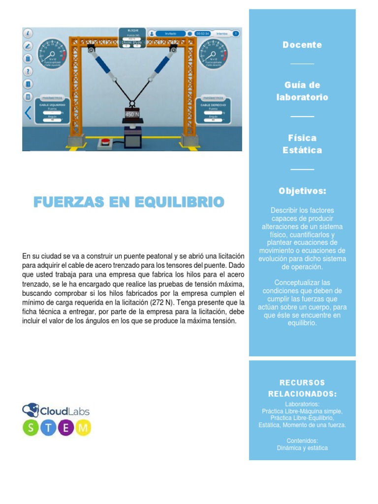 1.fuerzas en Equilibrio - Guía Docente | PDF | Fuerza | Vector Euclidiano