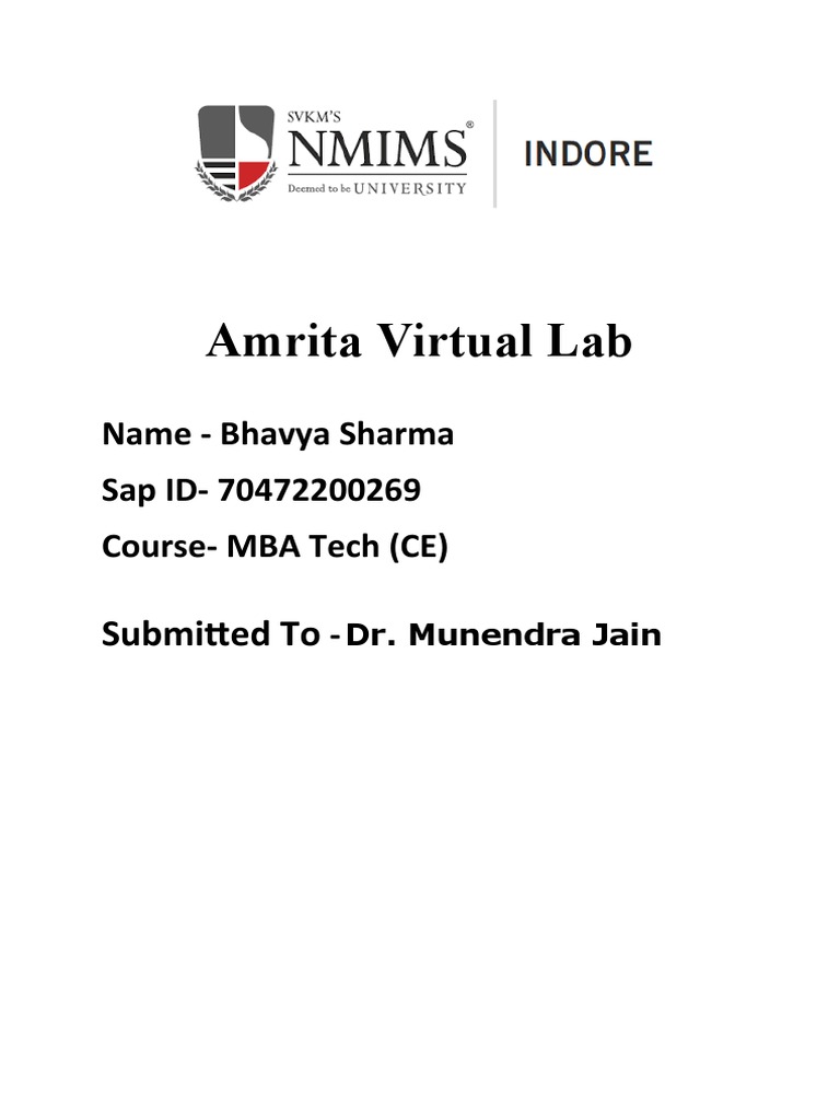Amrita Virtual Lab: Submitted To | PDF