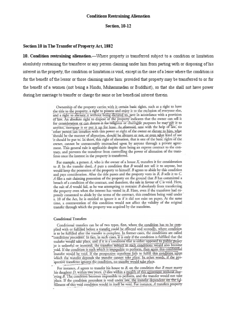 Conditions Restraining Property Alienation | PDF | Lease | Property