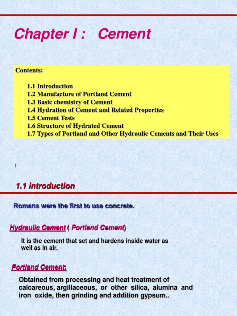 CH1 - Cement - Part1 | PDF | Cement | Lime (Material)