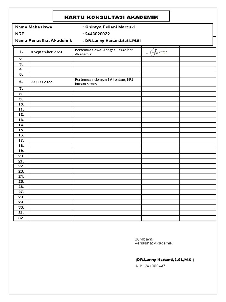 Kartu Konsultasi-Form Kosong | PDF