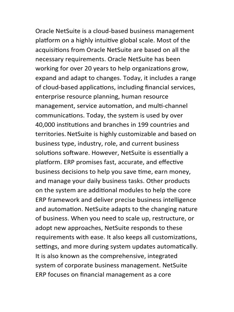 Oracle NetSuite Is A Cloud | PDF | Enterprise Resource Planning | Cloud ...
