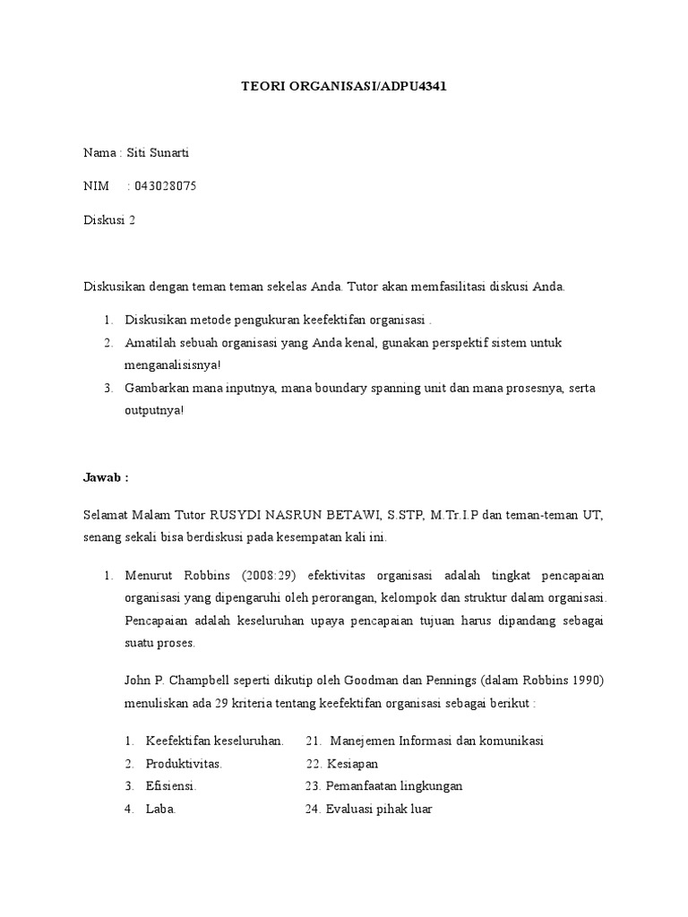 Teori Organisasi/Adpu4341 | PDF