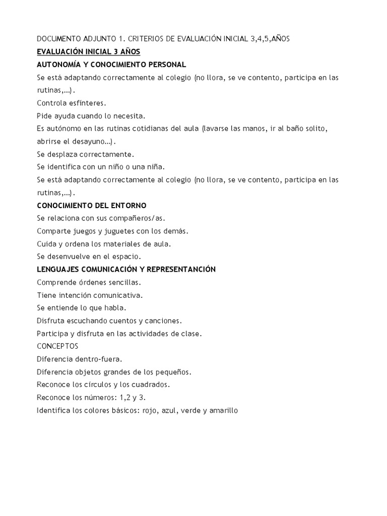 Criterios Ev Inicial | PDF