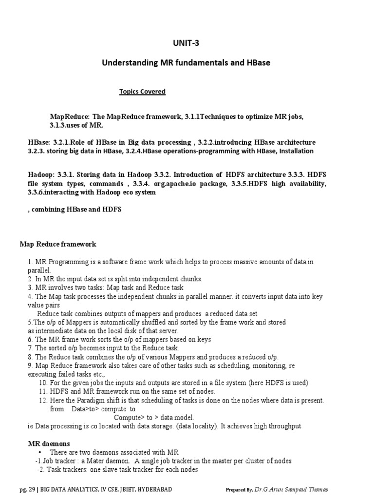 Bda - 3 Unit | PDF | Apache Hadoop | Map Reduce