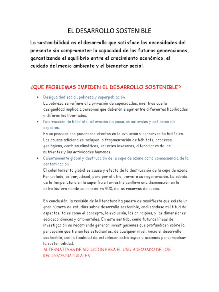 El Desarrollo Sostenible | PDF