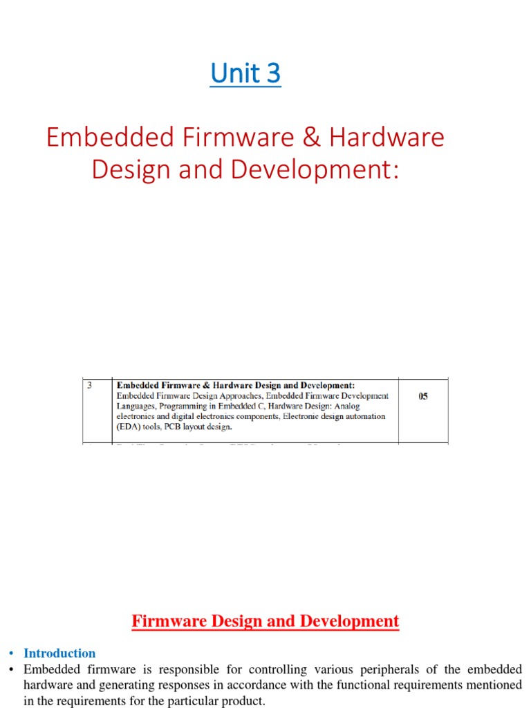 Unit 3: Embedded Firmware & Hardware Design and Development | Download Free PDF | Assembly ...