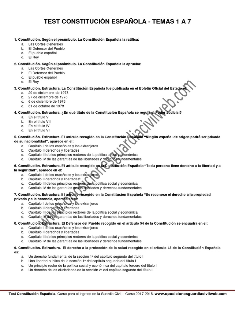 Test Constitución Española 3t Descargar Gratis Pdf Judicaturas Fiscal