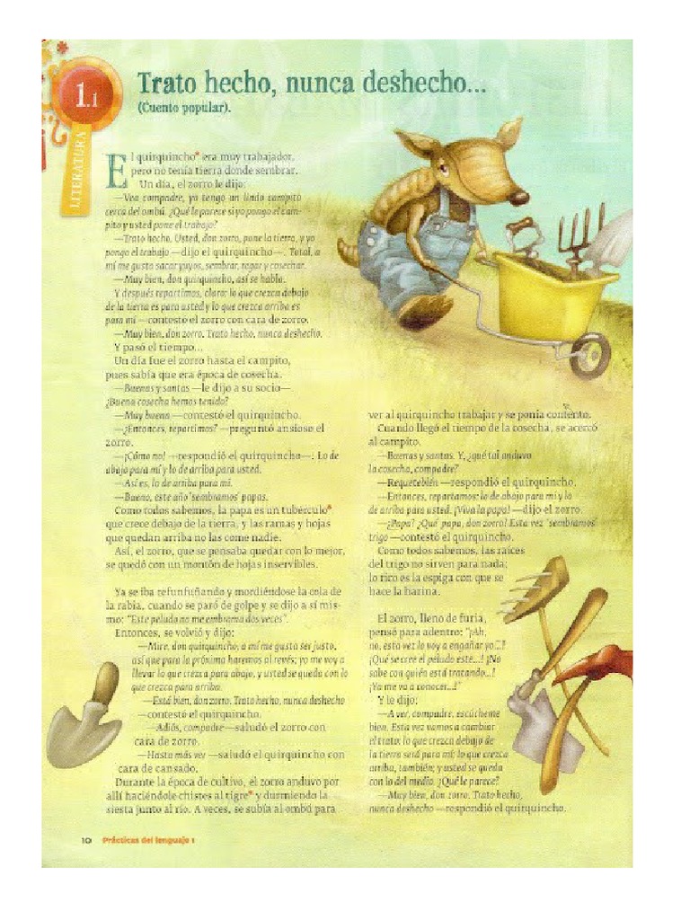 Cuento El Quirquincho y El Zorro | PDF