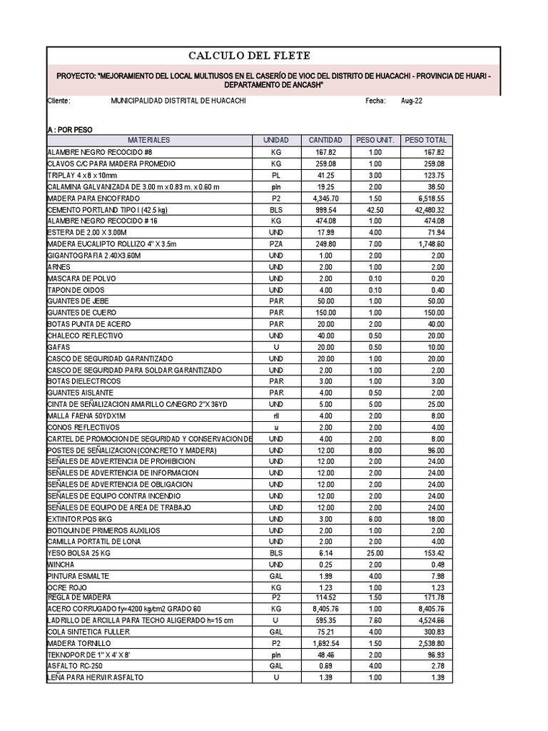 Calculo de Flete | PDF | Tecnologías de gas | Procesos industriales
