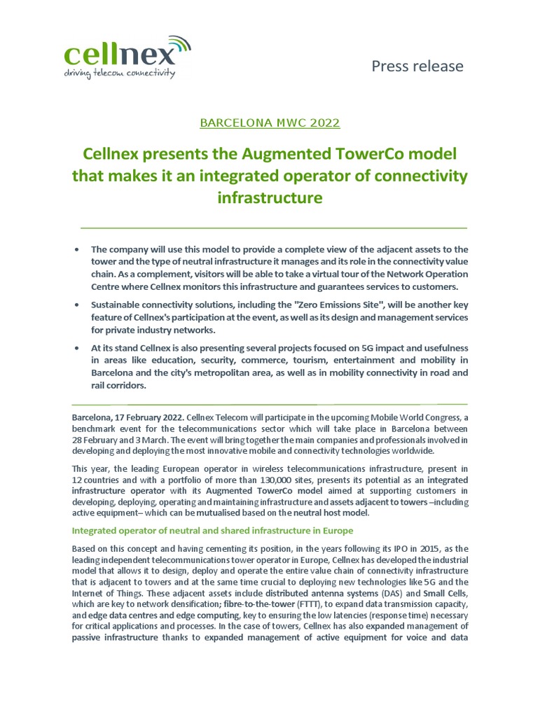 Cellnex Presents The Augmented Towerco Model That Makes It An ...