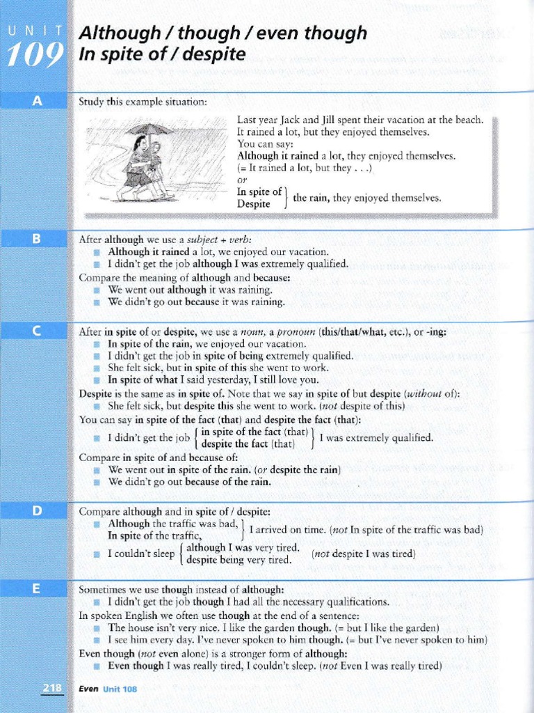 Mandatory Independent Component - Although & in Spite of & Despite | PDF