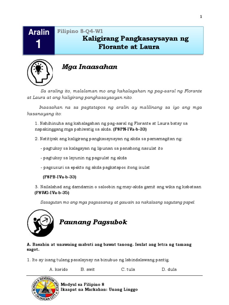 Filipino 8 Q4 Week 1 | PDF