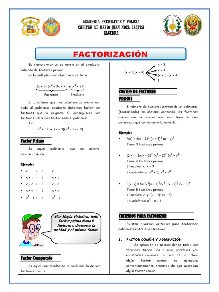 Ejercicios-de-Factorización | Descargar gratis PDF | Factorización | Análisis matemático
