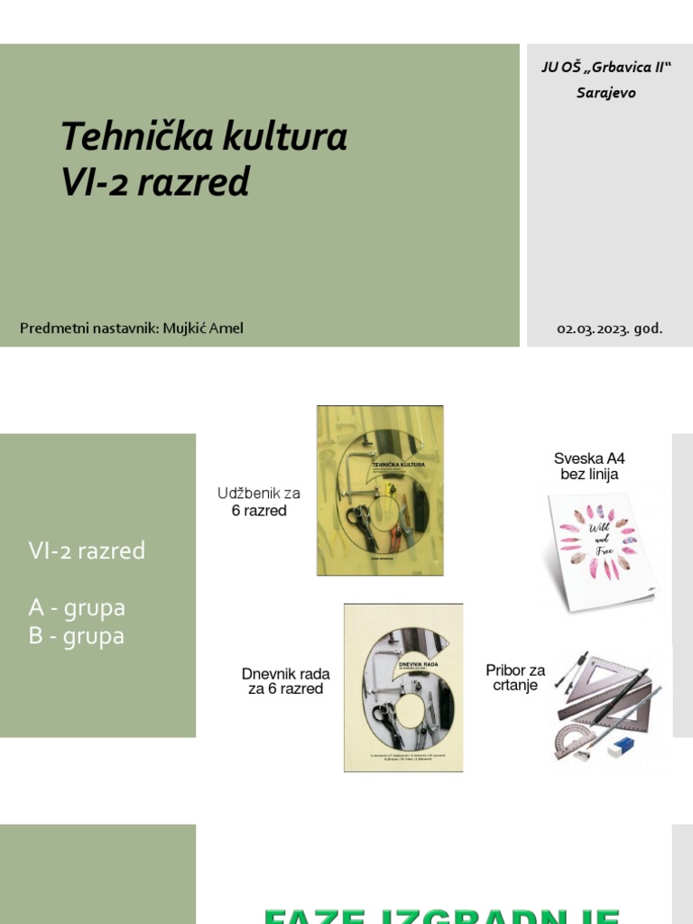 22. Tehnička kultura 6-2 razred - faze izgradnje grdjevinskih objekata ...