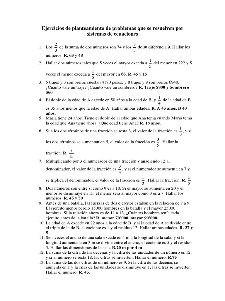 Problemas resueltos con ecuaciones y radicales | PDF | Aritmética ...