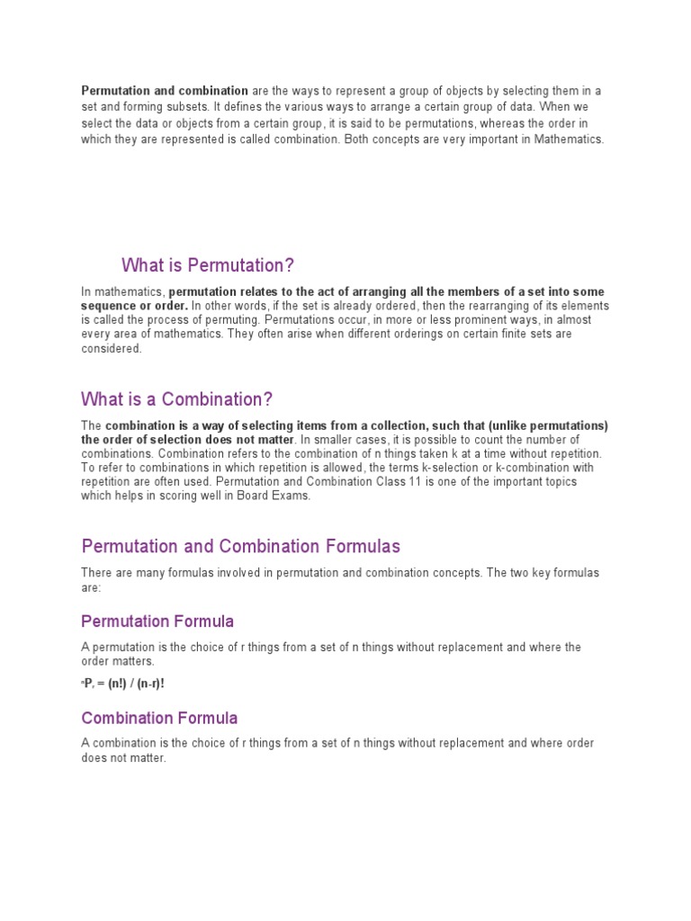 Permutation and Combination | PDF