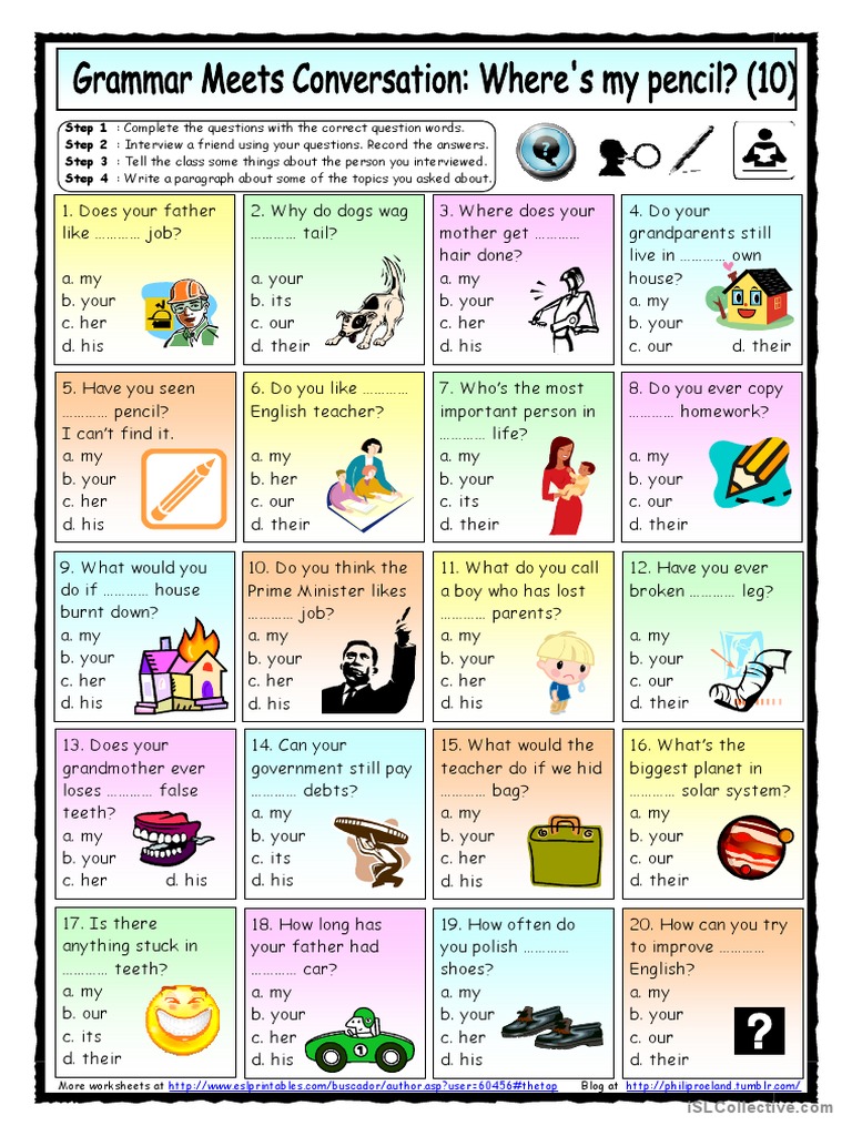 Possessive Adjectives Speaking Practice | PDF