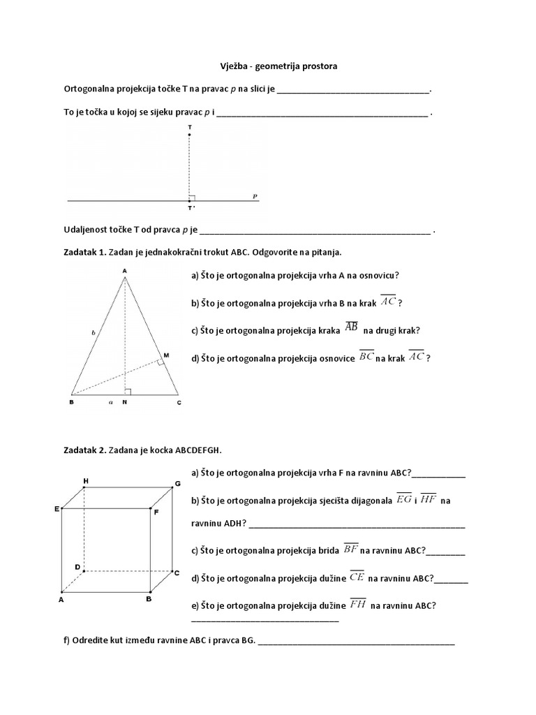Vježba - Geometrija Prostora | PDF