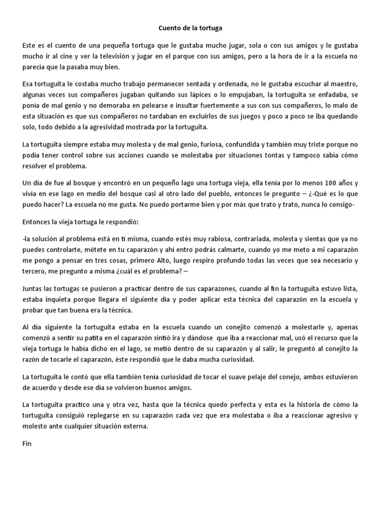 Cuento de La Tortuga | PDF