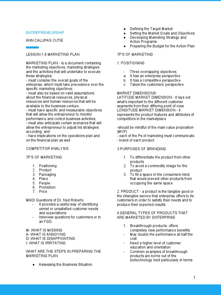 Entrep 2ND QTR Reviewer | PDF | Factors Of Production | Marketing