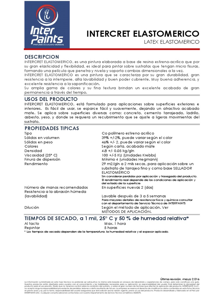 Especificaciones y aplicaciones del látex elastomérico Intercret ...