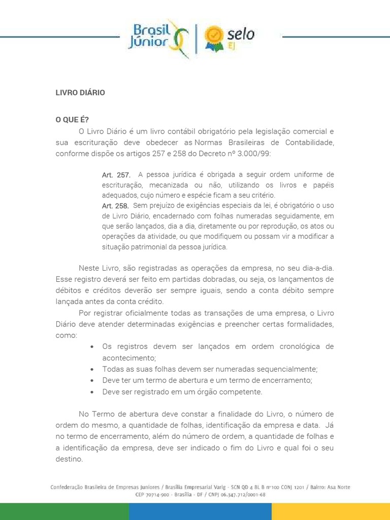 LIVRO_DIARIO_O_QUE_E | PDF | Contabilidade | Escrituração contábil