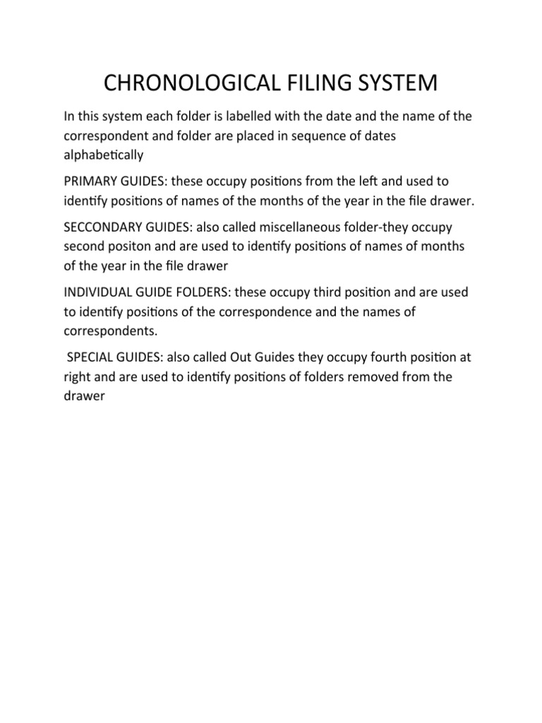 Chronological Filing System | PDF