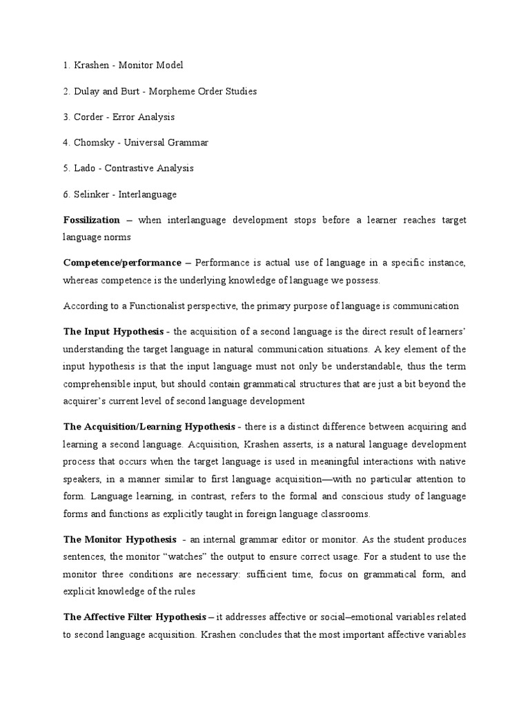 SLA Definitions | PDF | Second Language Acquisition | Second Language