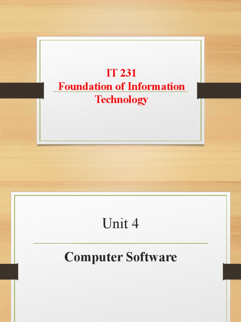 IT 231 Foundation of Information Technology | PDF | Operating System | Assembly Language