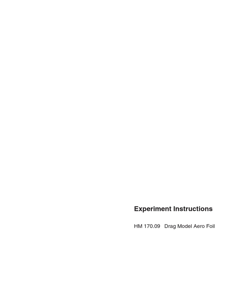 Experiment Instructions: HM 170.09 Drag Model Aero Foil | PDF | Lift ...