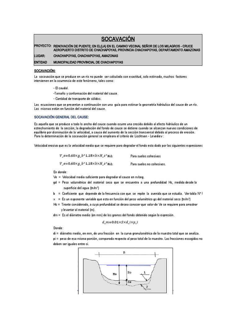Socavación General Del Cause | Descargar gratis PDF | Descarga ...