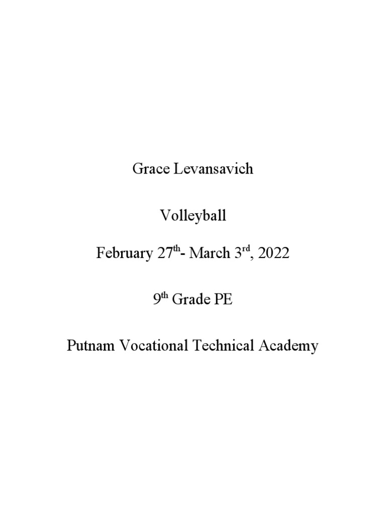 Volleyball Unit Plan - Levansavich | PDF