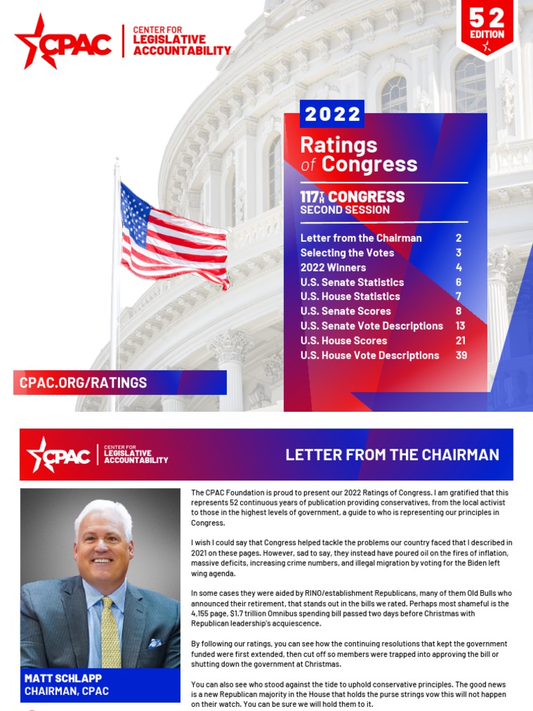 ACU Ratings US-2022 | PDF | United States Congress | American Government