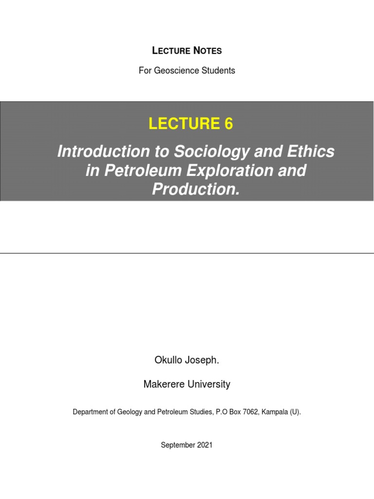 Introduction To Sociology and Ethics in Petroleum Exploration and ...