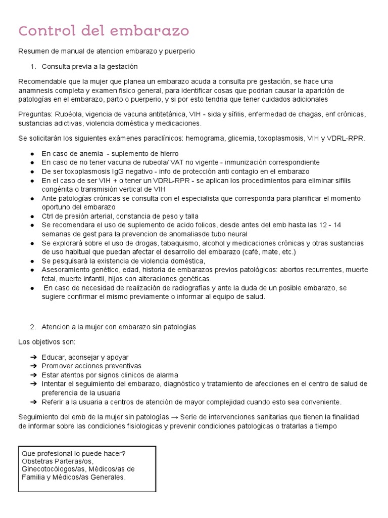 Control Del Embarazo | Descargar gratis PDF | Parto prematuro | El embarazo