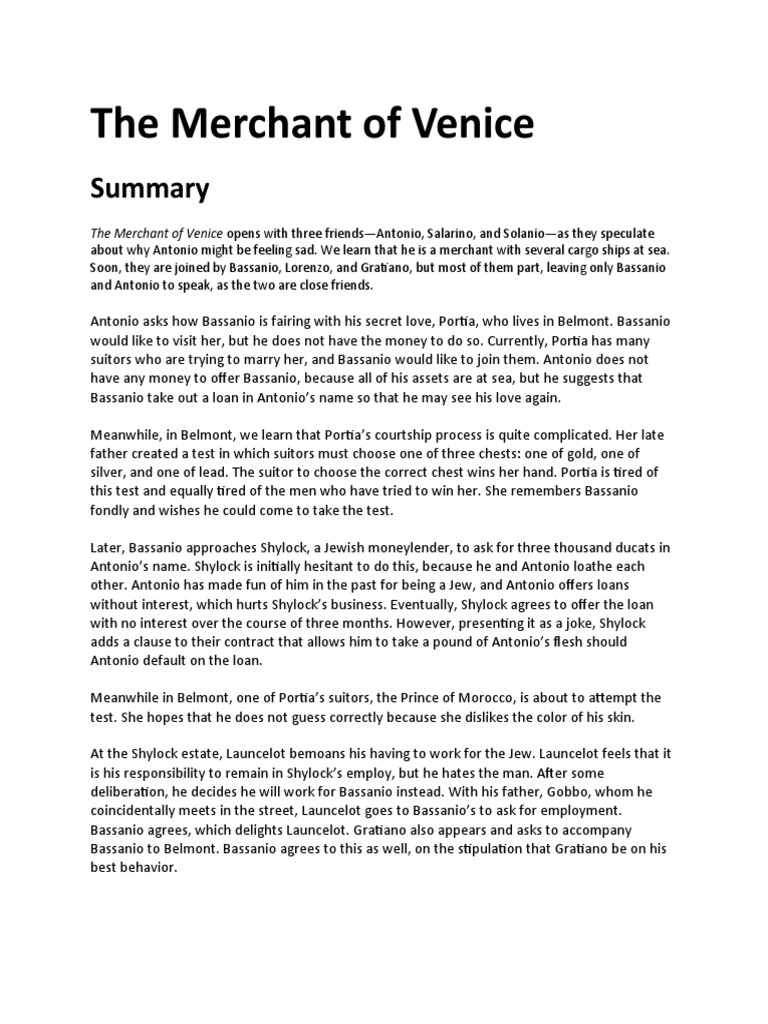 The Merchant of Venice Opens With Three Friends-Antonio, Salarino, and ...